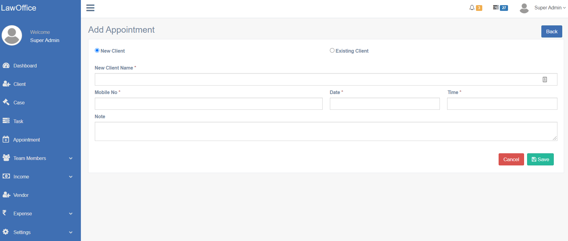 Lawyer s Case Management System Appointment Cases Clients